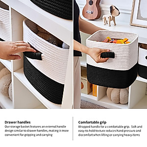 R RUNKA Storage Cube Baskets for Organizing-3 Pack - 11 inch Square Baskets for Cube Storage Closet Storage Bins- Woven Cube Storage Bins for Shelves- Cube Drawer-Toy Storage |White & Black