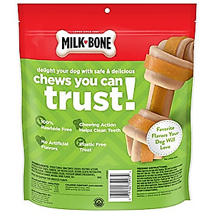 Milk-Bone Gnaw Bones Rawhide Free Dog Chew Treats, Chicken, 30 Mini Knotted Bones