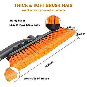 Aoryoa 44" Ice Scraper and Extendable Snow Brush, Ice Scraper for Car Windshield Detachable Snow Removal Tool with 360°Pivoting Brush Head Ergonomic Foam Grip Telescoping Brush for Cars Trucks SUVs