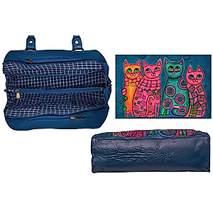 Evi's bags Women's Hand Painted Genuine Leather Handbag - Shoulder Bag - Hobo, by Evi's Bags. Unique, Large, Handmade Purse - Satchel - Tote. Wearable Art - Alley Cat Bag, Multicolor