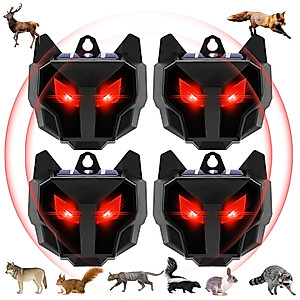 Upgraded Solar Animal Repeller,4 Packs Coyote Deterrent with Flashing Lights Deer Repellent Devices Predator Eyes for Raccoon Fox Skunk Predator Lights for Chicken Coop Yard Farm Predator Protection