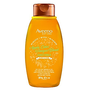 Aveeno Apple Cider Vinegar Sulfate-Free Conditioner for Balance & High Shine, Daily Moisturizing & Scalp Soothing Conditioner for Oily or Dull Hair, Paraben & Dye-Free, 12oz