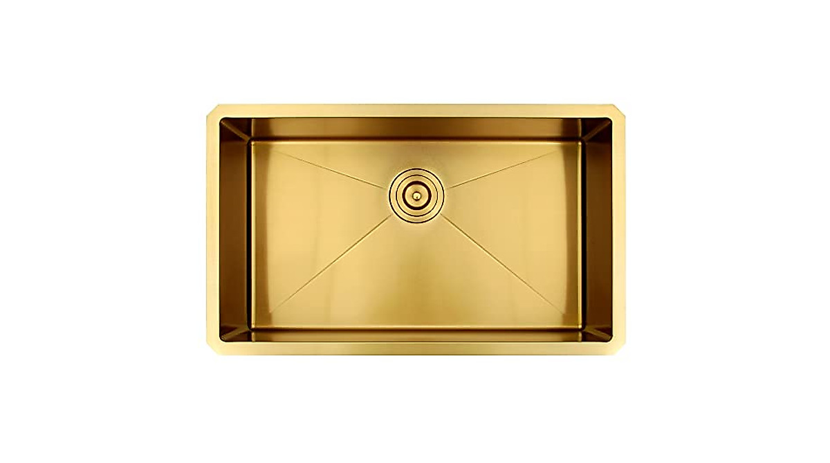 Gold Undermount Kitchen Sink - Lonsince 30x18 Inch