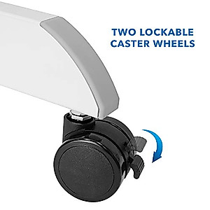 Mount-It! Adjustable Rolling Laptop Desk with Wheels [23.6" x 20.5"] Sit Stand Mobile Workstation Cart with Pneumatic Spring Lift for Height Adjustment, Rolling Computer Table, Foot Pedal (White)