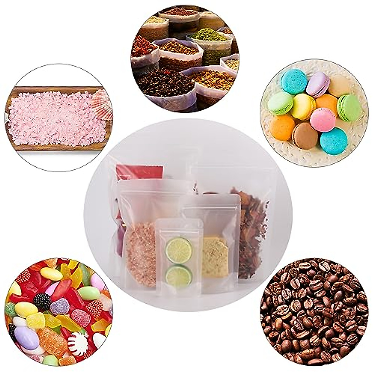 100Pcs Stand Up Pouches, Matte Resealable Bags, Heavy Plastic Ziplock Coffee Bag, Food Snacks Treats Bag, 3.5 x 5.5 inch