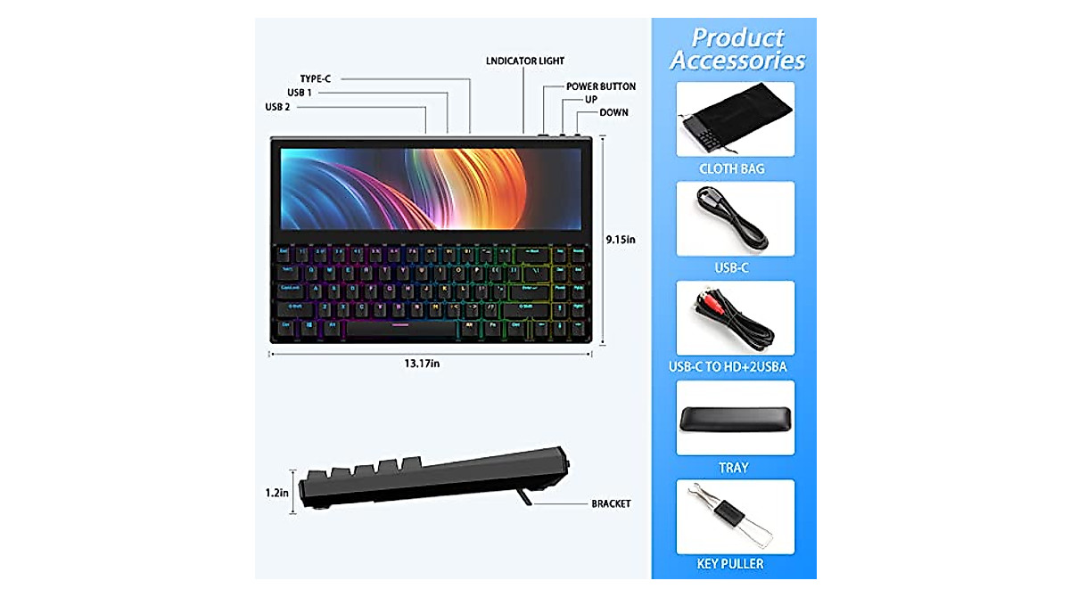 FICIHP K2: 12.6" Touchscreen Mechanical Gaming Keyboard