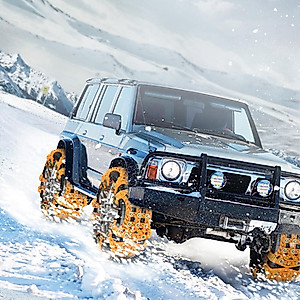 XhuangTech Car Snow Chains 6 pack Emergency Anti-Skid Wear-Resistant Non-Deformation Thickening Rubber Universal Tire Snow Chains for Width 165mm-225mm