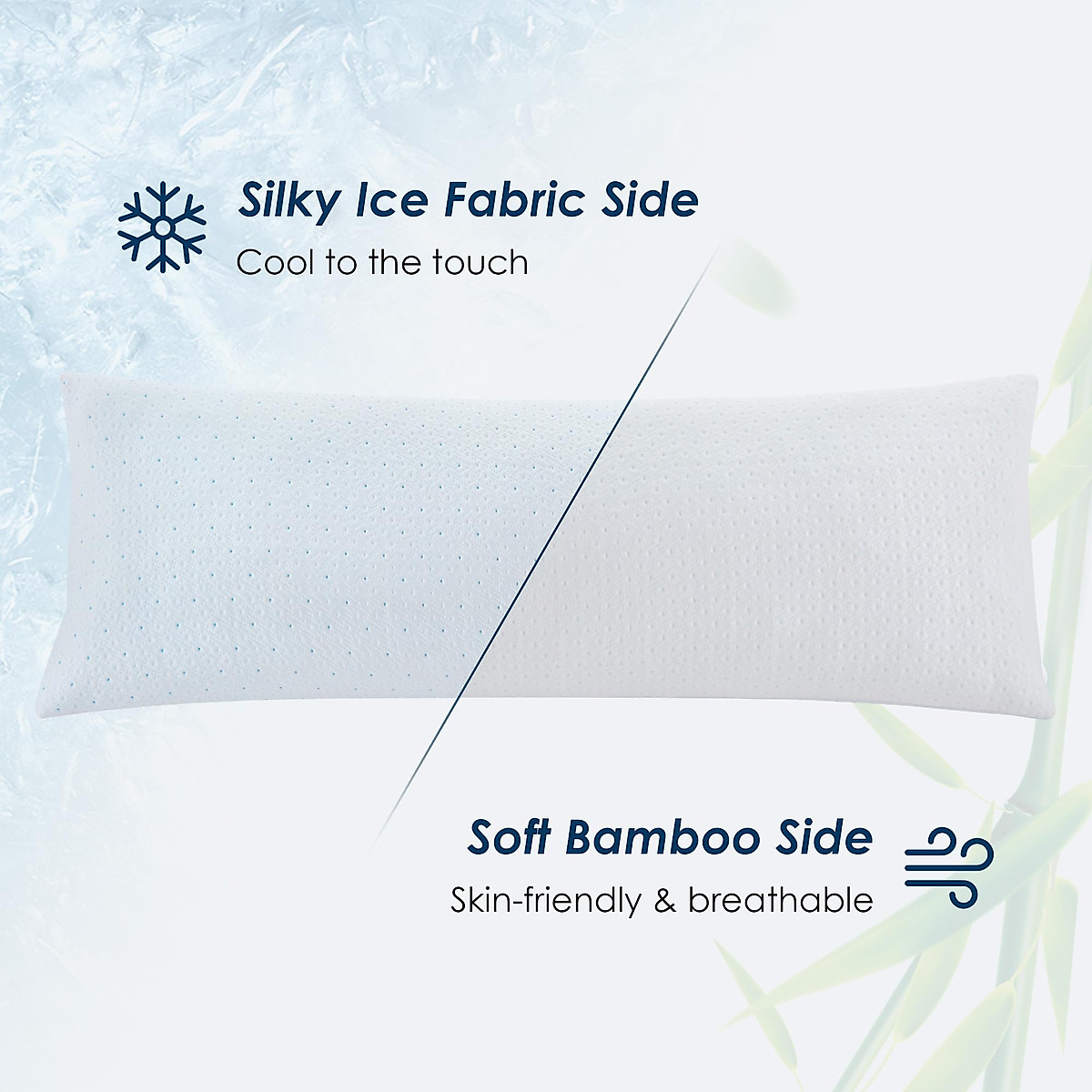 COLDHUNTER Body Pillow for Adults Long Pillow for Bed Full Body Pillow for Side Sleeper Soft Pregnancy Pillows for Sleeping Memory Foam & Cooling Pillow Cover with Zipper 20 * 54 Inch