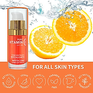 Noche Y Dia Vitamin C Serum for Mature Skin - Made in Spain - Anti Aging Formula Hydrates, Moisturizes, Firms - Targets Sun Spots, Fine Lines, Wrinkles - 30mL (1.02 fl oz)