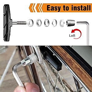 Alritz Bike Brake Pads Set, 4 Pairs Road Mountain Bicycle V-Brake Blocks Shoes with Hex Nut and Shims, No Noise No Skid, 70mm (Black)