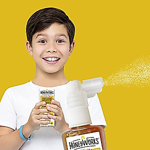 HoneyWorks Kids Throat Spray for Sore Throat Relief, 1 Oz, Soothing Non-GMO USDA Organic Dark Honey + Zinc, Fast-Acting Relief, Ages 12 Months+