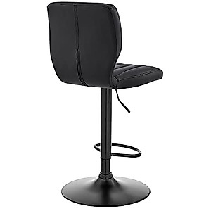 Armen Living Bardot Adjustable Height Black Faux Leather Swivel Bar Stool