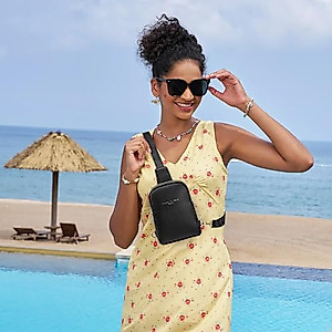 INICAT Travel Small Sling Bag Leather Crossbody Bags for Women Fanny Packs Cross Body Bag for Woman Cross Body Purses(Black)