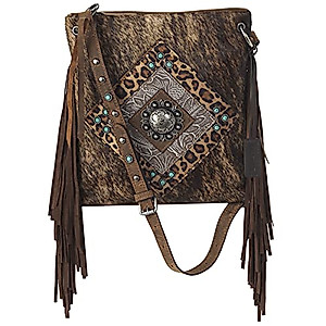 ARIAT Women's Nashville Calf Hair Brown Crossbody Bag