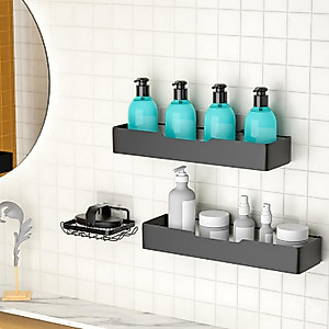 Emuardoe Corner Shower Caddy 2 Pack,with Soap Holder with 6 Removable Hooks Rustproof Stainless Steel Bathroom Accessories Organizer, No Drilling Wall Mounted Rack for Bathroom Kitchen