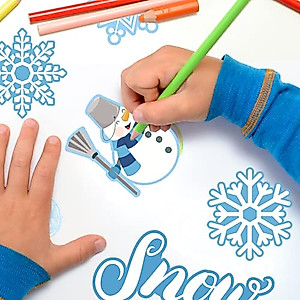 NBjiuyin 48 Pieces Winter Snowman Snowflakes Cutouts with Glue Point Dots Assorted Bule Winter Cartoon Accents Cutouts for School Classroom Bulletin Board Home Decorations (CB-02)