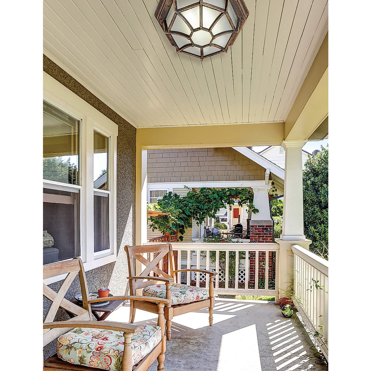 Trans Globe Imports 40582 RT Traditional One Light Flushmount Lantern from Benkert Collection in Bronze / Dark Finish, 11.00 inches