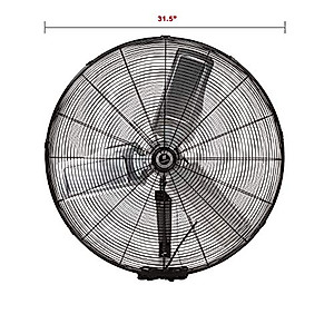 TPI Corporation Single Phase Wall Mount Commercial Circulator – 30" Diameter, 120 Volt Exhaust Fan – Ventilation Fans. Commercial Extractor Fans