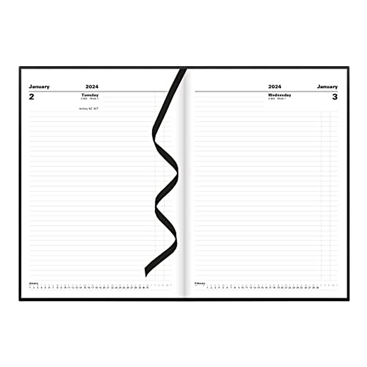 Letts of London Standard Daily Planner, 12 Months, January to December, 2024, Day-Per-Page, A4 Size, 11.75" x 8.25", Black (C10ZBK-24)