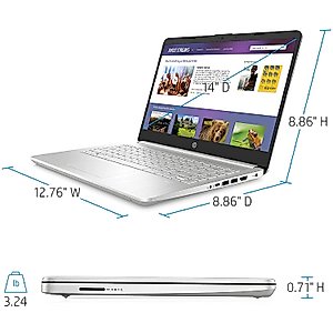 2022 New HP Flagship 14 Laptop: 14" FHD IPS Display, Dynamic 4-Core Intel i3-1125G4(Upto 3.7GHz), 8GB RAM, 256GB SSD, UHD Graphics, Backlit-KYB, FP-Reader, WiFi, Fast Charge, HDMI, USB-C, Win10S, TF