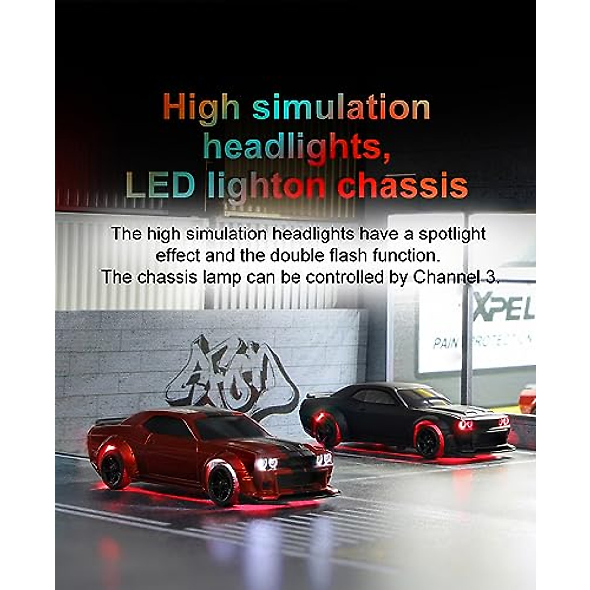 FLYCOLOR TurboRC 1:76 Mini Sports Car 4CH 2.4GHZ Remote Control Full Proportional RTR Kit with 2 Replaceable Body Shell (C75-Black)