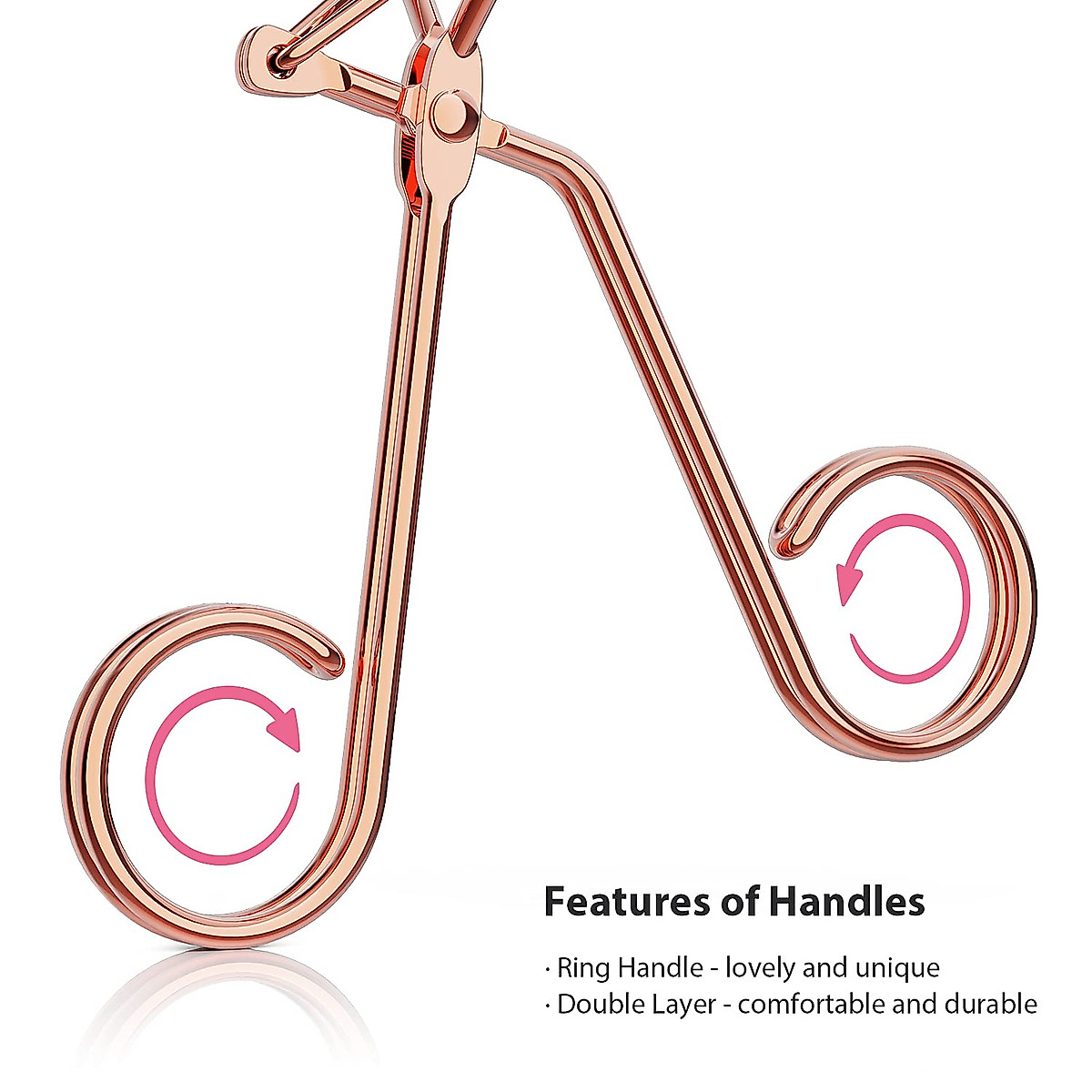 Rose Gold Eyelash Curler - Ergonomic Design, Exquisite Rose Gold, 5 Replaceable Silicone Pads & Storage Bag Included