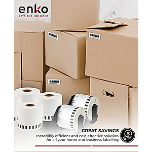 enKo - Compatible DK-2205 Continuous Paper Labels (2.4 Inch x 100 Feet) Compatible for Brother QL Label Printers - 6 Rolls + 2 Refillable Cartridge Frames