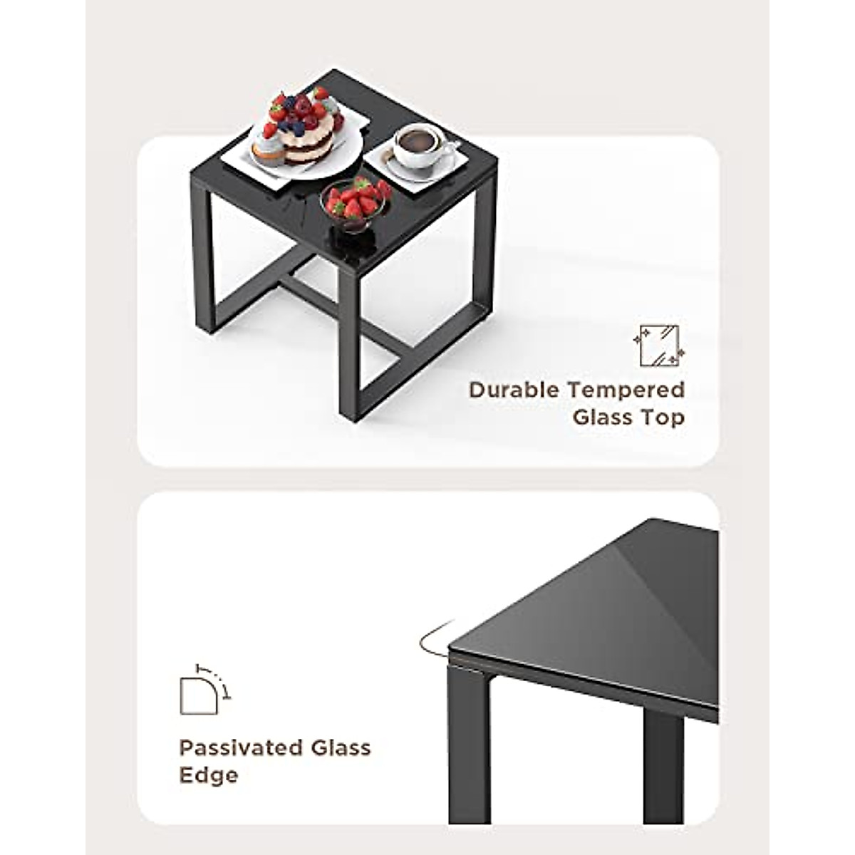 Aiho 3 Pieces Patio Furniture Set, Outdoor Wicker Bistro Rocking Chair Sets with Cushion, Porch Furniture Set with Glass Table, Modern Rattan Conversation Sets for Porches and Balcony (Grey Cushion)