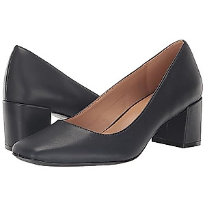 Naturalizer Womens Karina Low Block Heel Square Toe Pump French Navy Leather 8 M