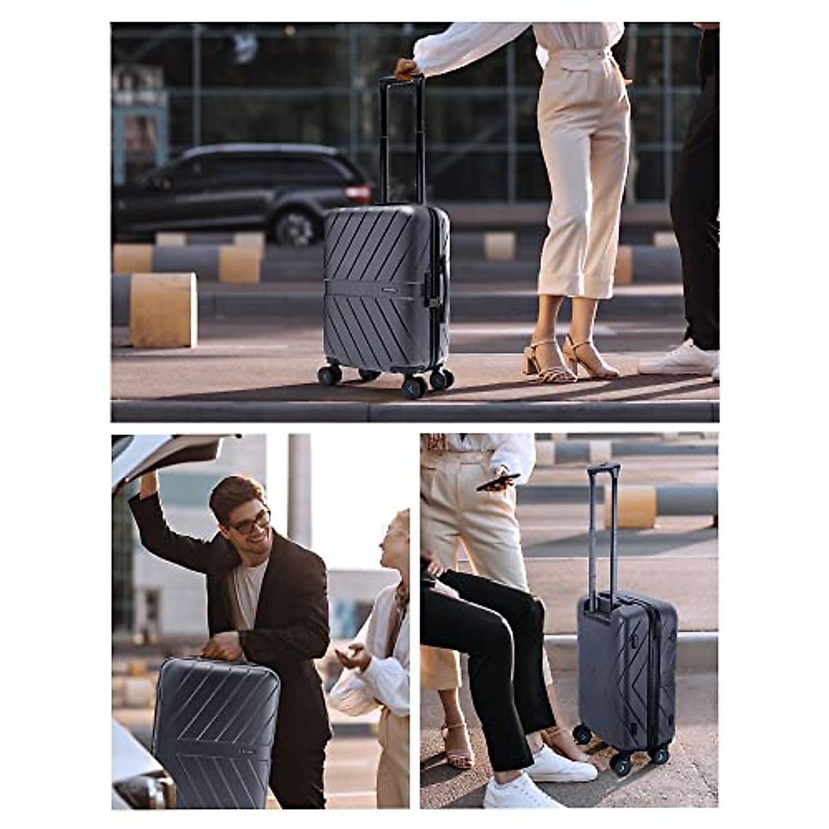 BAGSMART Carry On Luggage 22x14x9 Airline Approved, 1OO% PC Lightweight Carry On Hardside Suitcase, 20 Inch Hard Shell Luggage with Spinner Wheels, Waterproof Rolling Suitcase, Silver Gray