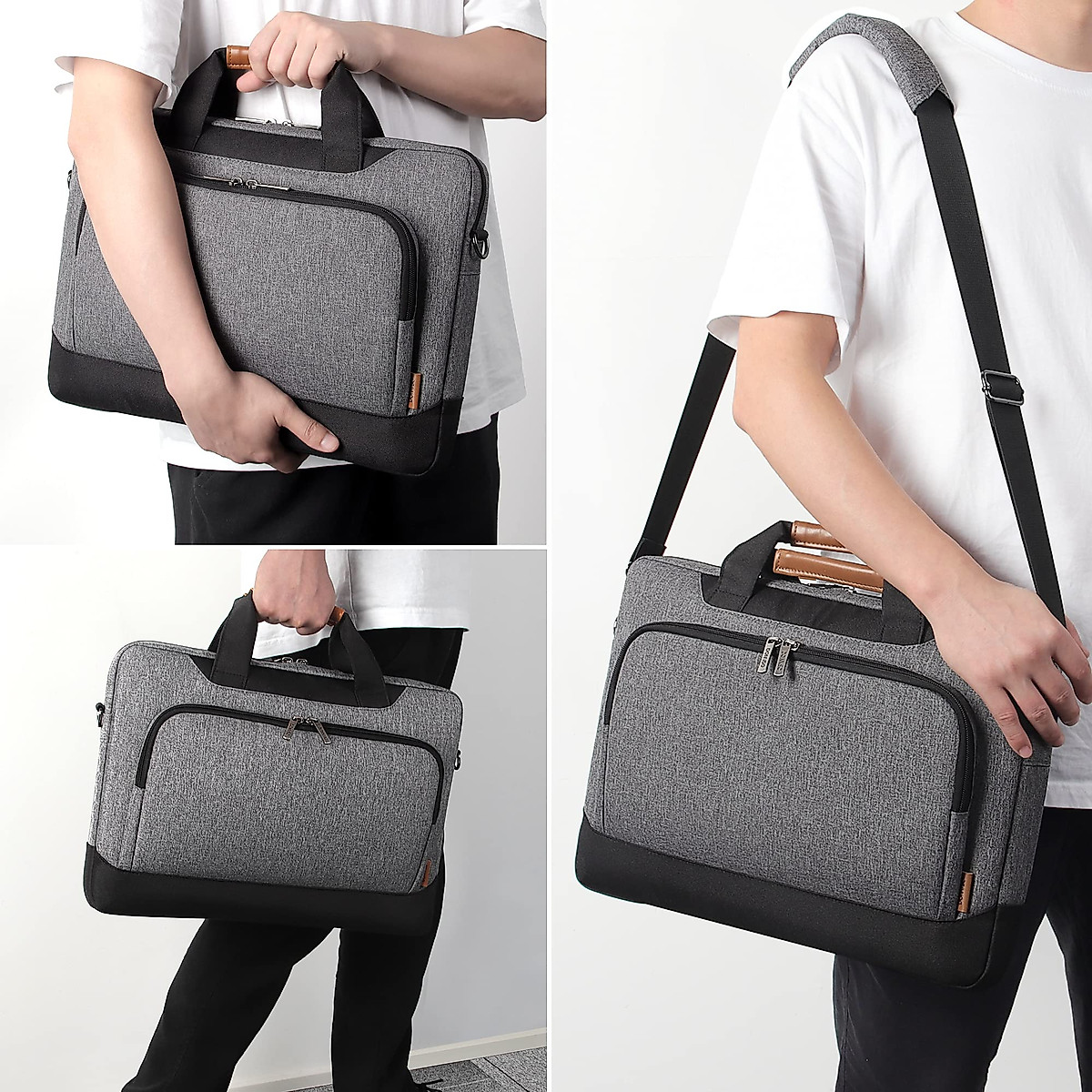 DOMISO 17-17.3 Inch Laptop Sleeve Business Briefcase Laptop Shoulder Bag Compatible with 17" Laptops/17.3" HP Pavilion 17/MSI GS73VR Stealth Pro/Dell Inspiron 17/Acer/ASUS,Grey