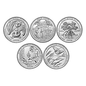 2020 S National Park Quarter 5 Coin Set Uncirculated
