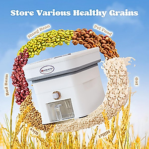 Moongiantgo Rice Food Storage Container 10-25LBS, Collapsible Rice Dispenser Large Capacity with Rice Cup, Moisture Proof Container for Dry Food, Cereal, Pet Food, Beans, etc