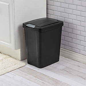 Sterilite 7.5 Gallon TouchTop Wastebasket Trash Can with Pop Up Lid for Kitchen, Bathroom, Mudroom or Office, 4 Pack, Black