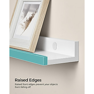 SONGMICS Floating Shelves, Set of 3 Wall Shelves, 23.6-Inch Wide, for Photo Frames and Trinkets, for Living Room, Home Office, Kitchen, Bathroom, White ULWS061W01