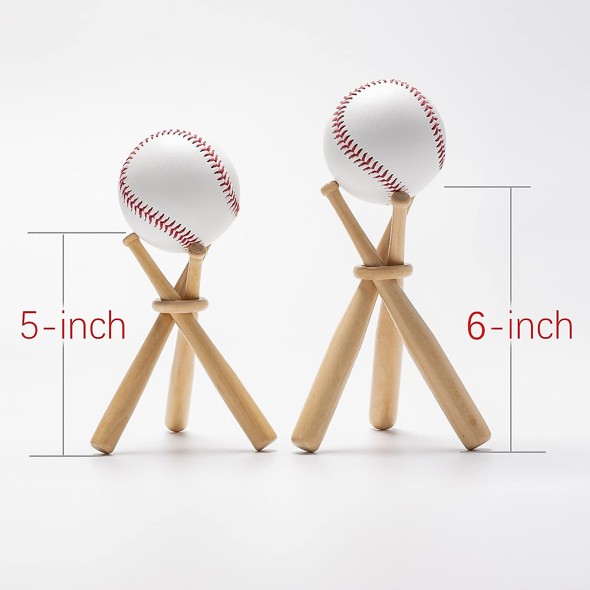 xuetbe Wood Baseball Display Tripod Holder Sports Official Baseball Autograph Display Stand for Tenni, Softball and Other Small Spherical Objects- Consists of 3 Mini Baseball Bats & 1 Ring (6 inch)