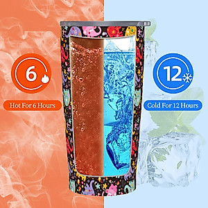 Yaxongx 20oz Tumbler Cute Bird Elephant Double Wall Vacuum Insulated Coffee Mug with Lid and Metal Straw Brush Reusable Stainless Steel Water Bottle Travel Cup Gifts for Car Ice Drinks Hot Beverage