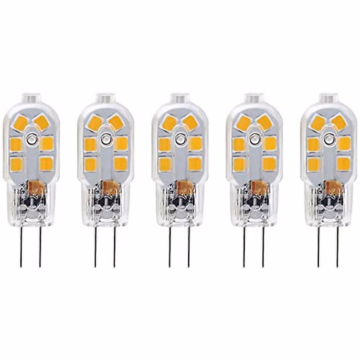 G4 LED Light Bulbs G4 Bi-Pin Base 1.5W (20W Halogen Bulb Equivalent) 12V Warm White 3000K LED Bulbs for Landscape Ceiling Under Counter Puck Lighting,Pack of 10,Clear Cover