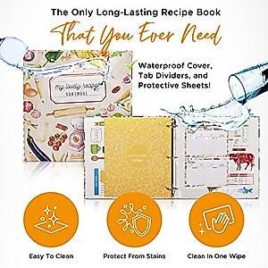 Avitavy Recipe Binder Kit - Organize Your Recipes with 60 4"x6" Recipe Cards, 80 Page Protectors, 12 Dividers, 24 Tab Stickers e-Book with 20 Recipes - Recipe Organizer for Storing - 11"x11.5" Size