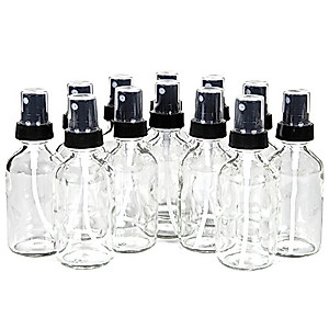 Vivaplex, 12, Clear, 1 oz Glass Bottles, with Black Fine Mist Sprayers