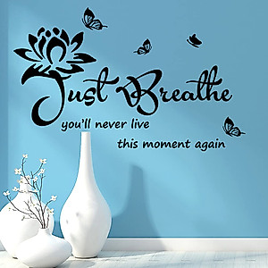 Vinyl Wall Stickers Wall Decor for Living Bedroom Room Yoga Relaxing Nursery House Wall Decals Quotes Inspirational Just Breathe Art Decor Home Decoration.