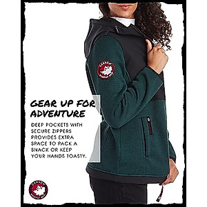 CANADA WEATHER GEAR Women’s Jacket – Lightweight Sweater Fleece Sweatshirt Jacket (S-XL), Size Large, Ponderosa Green