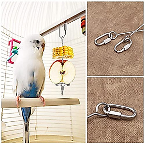 2X Parrot Skewer Bird Food Holder Stainless Steel 304 Parrot Fruit HolderToy Foraging Hanging Food Feed Tool Bird Cage Accessories