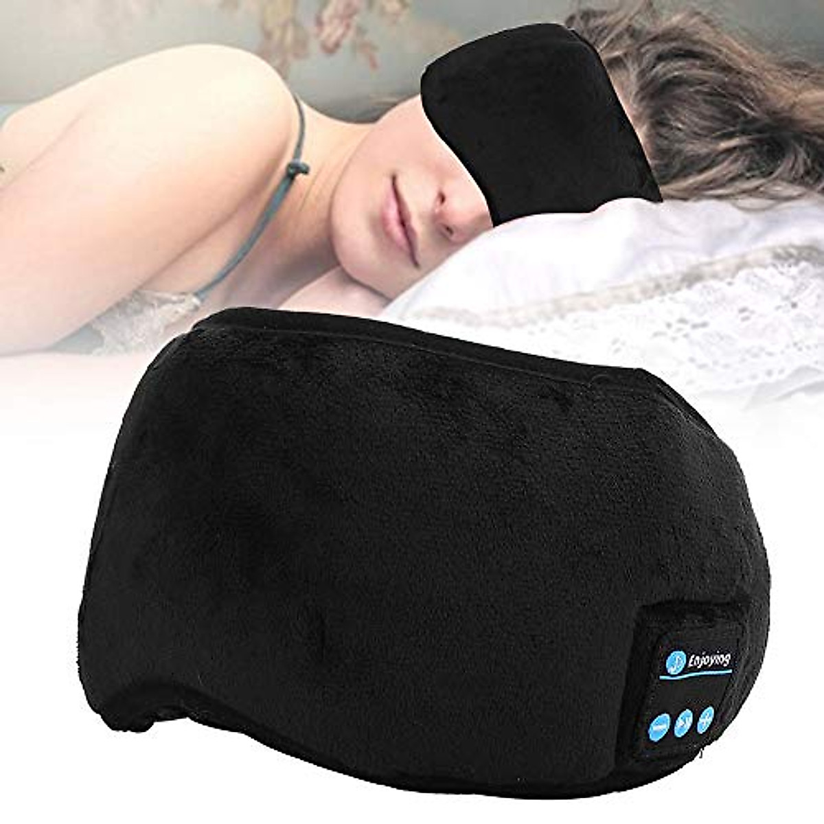 Bluetooth 5.0 Sleep Headphones, Wireless Eye Mask Headband Sport Headset with Stereo Sound Long Time Play for Workout, Running, Yoga, Sleeping, Meditation(Black)