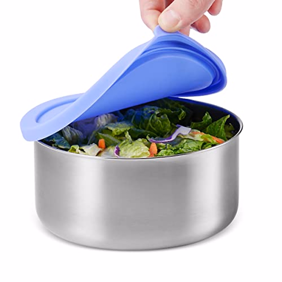 Stainless Steel Containers with Lids, Leakproof Lunch Containers, set of 6 Metal Food Storage Containers, Reusable Snack Containers, Easy to Open, Dishwasher & Freezer Safe