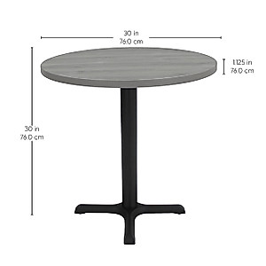 Factory Direct Partners 13370-282 30" Round Café Bistro Table; Modern Dining, Coffee, Cocktail Table for Small Spaces - Light Gray Wood Top/Black Base