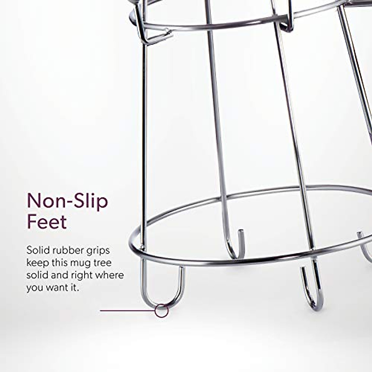 Mindspace Coffee Mug Holder, Mug Rack - Coffee bar Accessories, Kitchen Counter Organizer, Tea Cup Rack Stand with 10-Hooks, Cup Rack for Counter | The Wire Collection, Stainless Steel