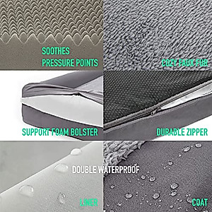 Eterish Orthopedic Dog Bed for Large Dogs (3 inches Thick) Plush 4 Sides Pet Bed L Grey Large (Pack of 1)