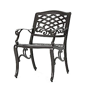 Christopher Knight Home Sarasota Outdoor Cast Aluminum Outdoor Chairs, 2-Pcs Set, Hammered Bronze