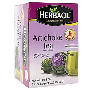 Herbacil Artichoke Tea, Herbal Tea, Caffeine-Free, 2-pack of 25 tea bags per box (50 bags)